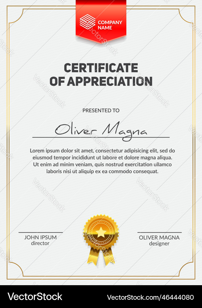 Luxury certificate design with ribbon badge Vector Image