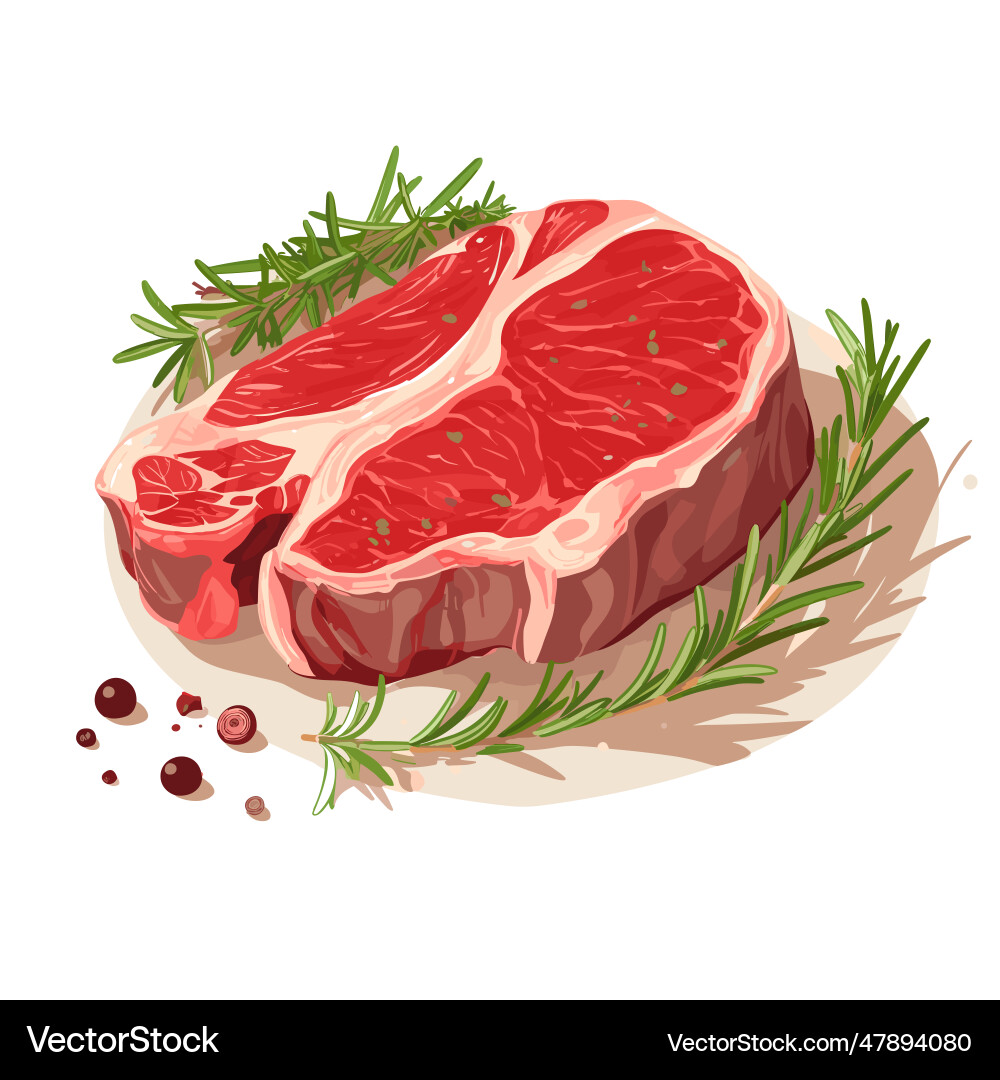 Raw marbled meat black angus steak ribeye Vector Image