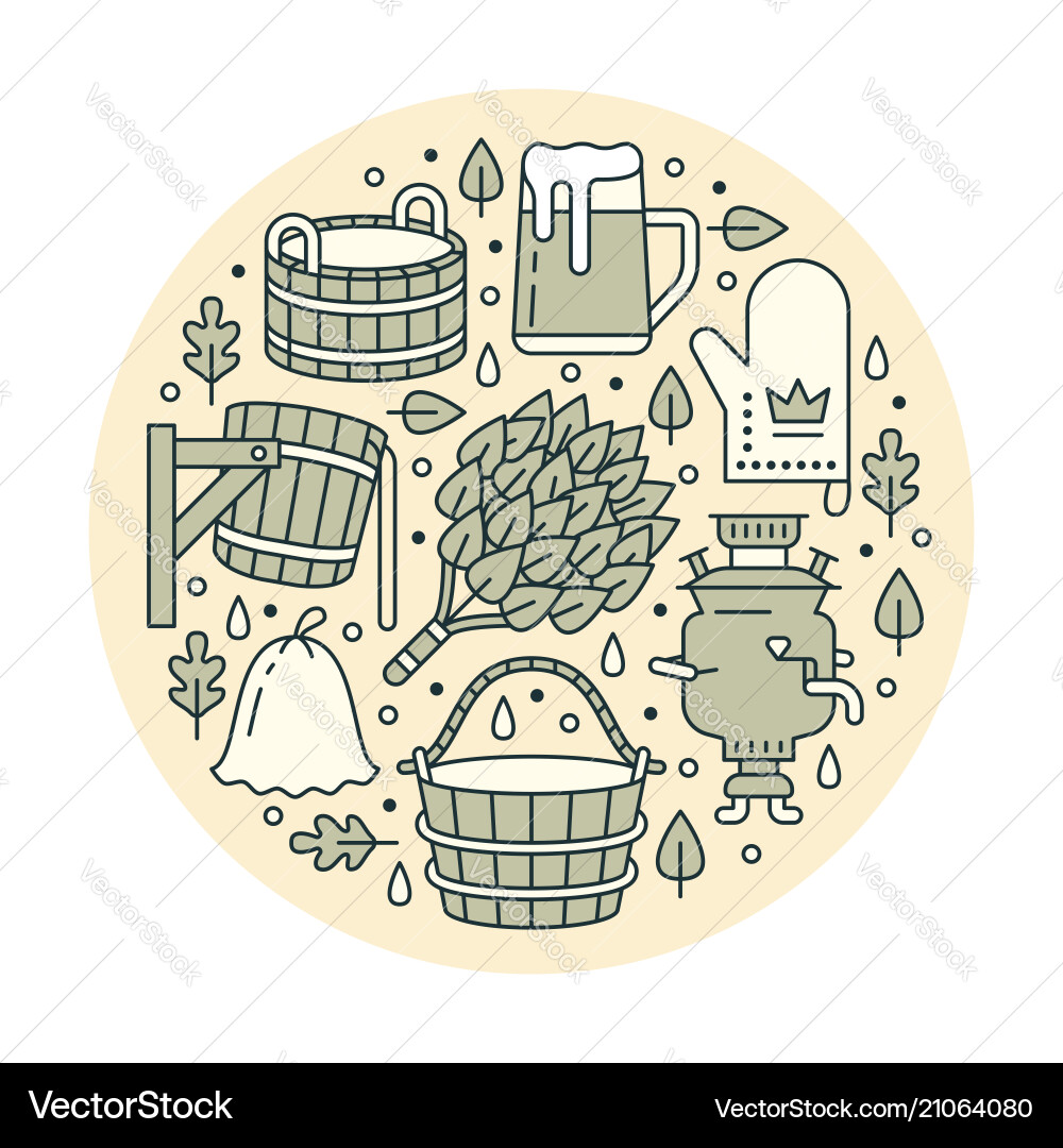 Sauna steam bath room banner Royalty Free Vector Image