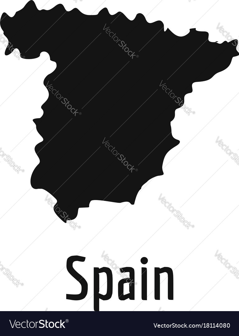 Spain map in black simple Royalty Free Vector Image