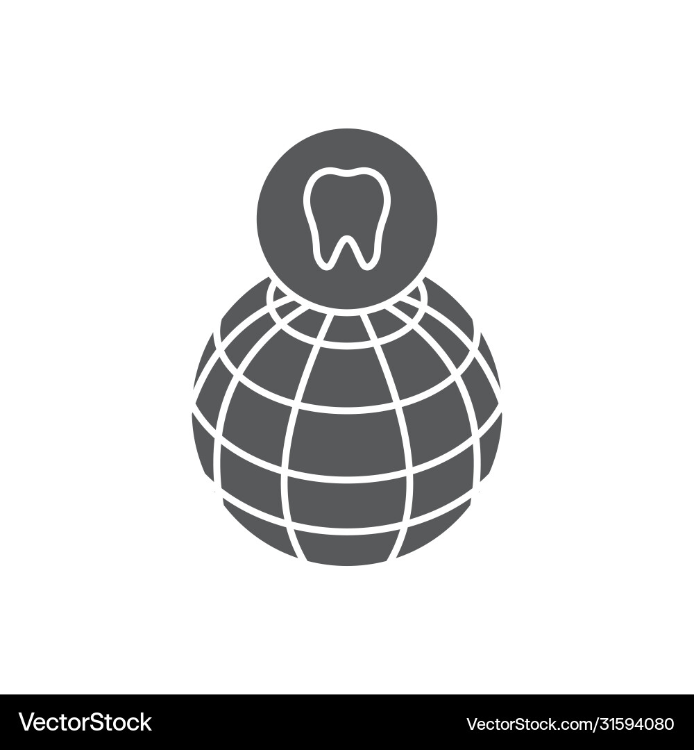 Tooth and globe icon sign symbol isolated Vector Image