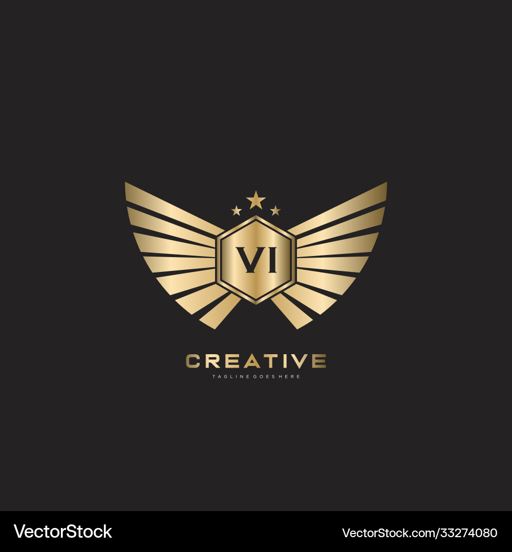 Vi letter initial with royal luxury logo template Vector Image
