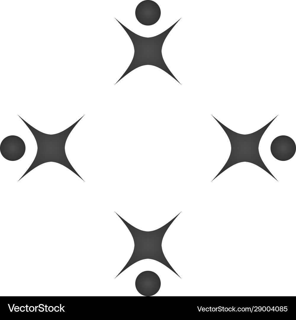 Abstract black four people together as circle Vector Image