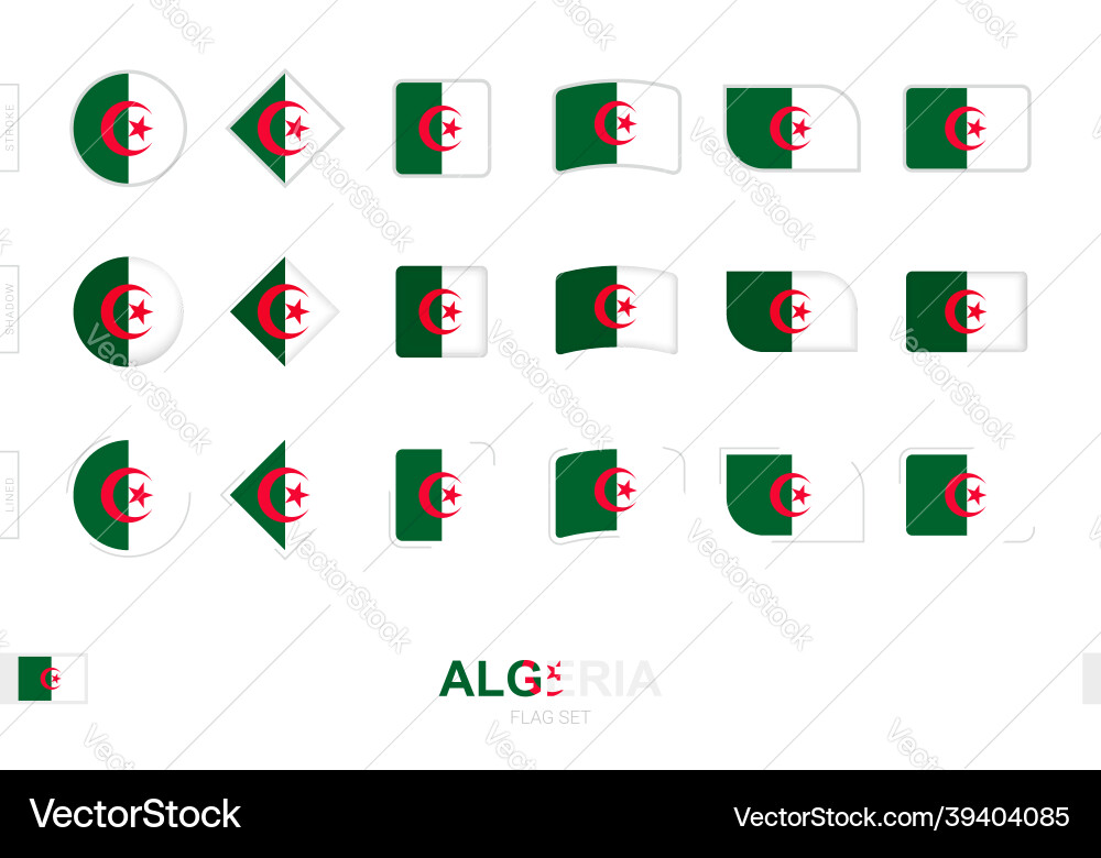 Algeria flag set simple flags of Royalty Free Vector Image