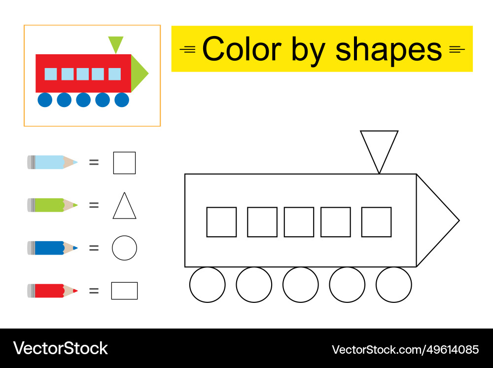 Coloring pages color by shapes Royalty Free Vector Image