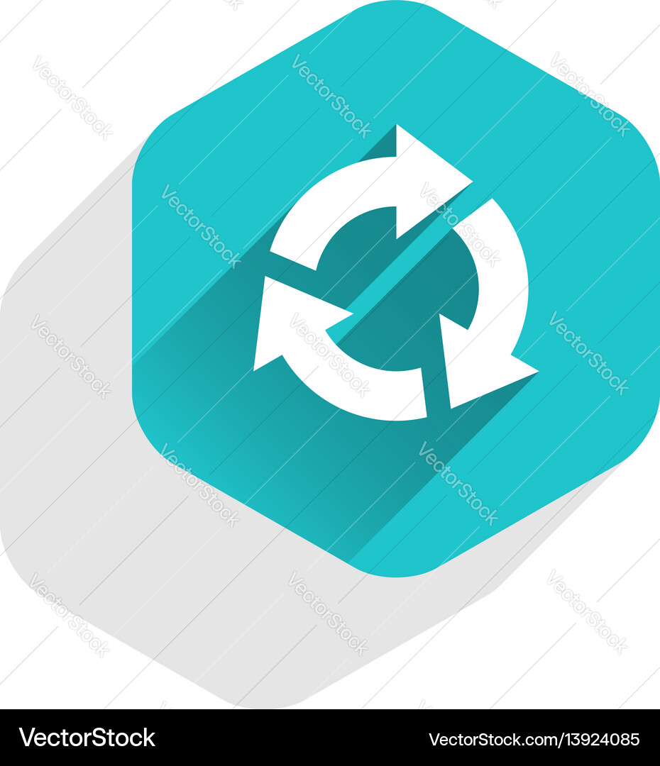 Flat arrow sign repetition icon hexagon button Vector Image