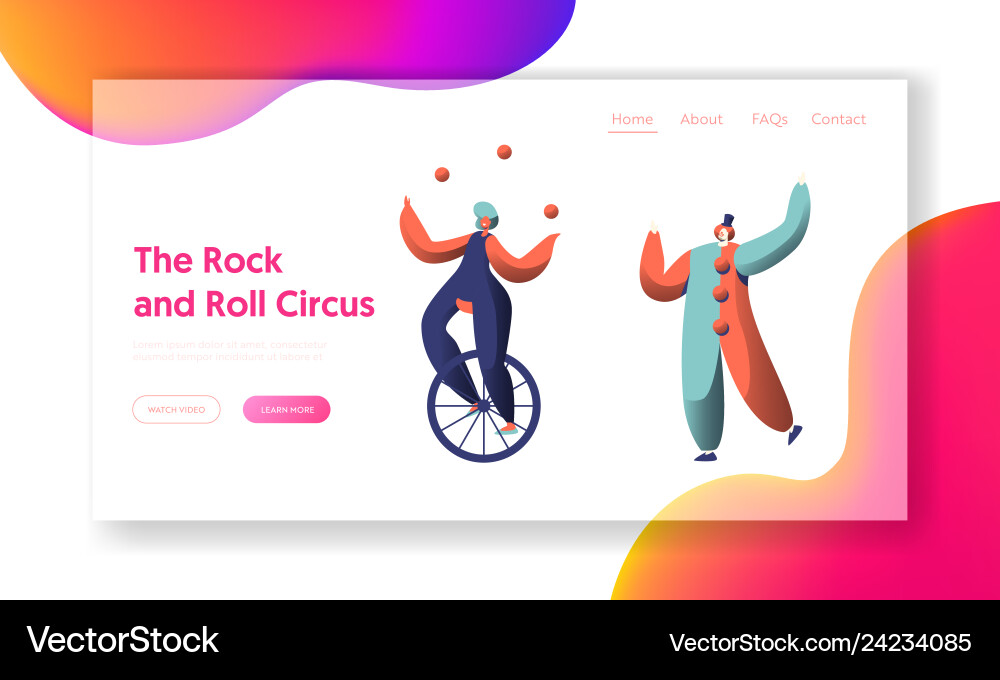 Fun circus show with clown unicycle acrobat Vector Image