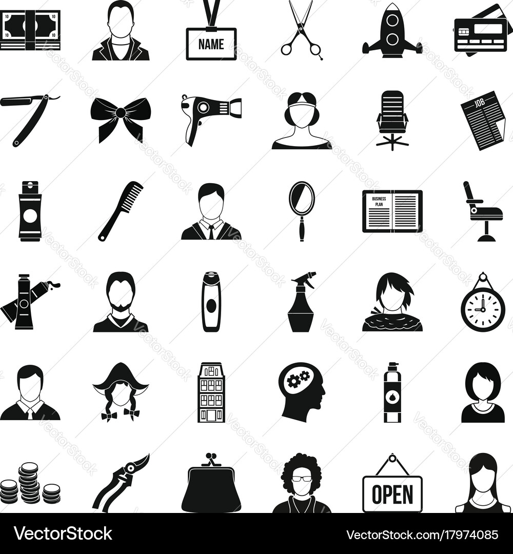 Hair style icons set simple Royalty Free Vector Image
