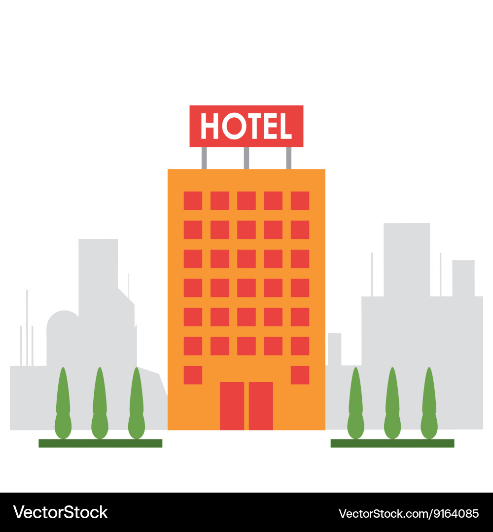 Hotel design service icon flat Royalty Free Vector Image