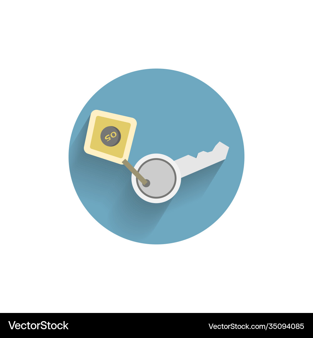 Hotel room key colorful flat icon with shadow Vector Image