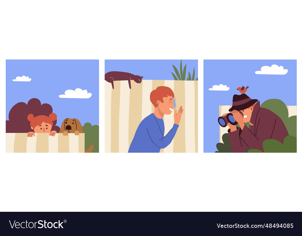 Observers flat set Royalty Free Vector Image - VectorStock