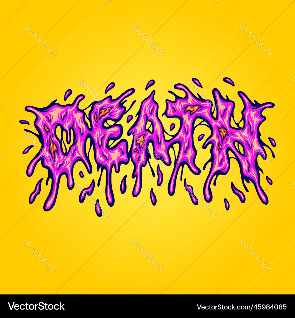 Scary death melted text hand lettering word Vector Image