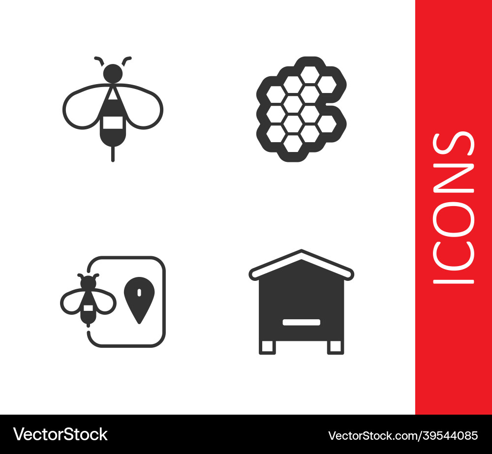 Set hive for bees bee location and honeycomb Vector Image