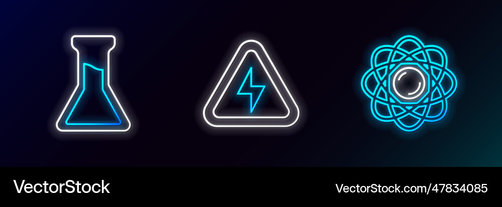 Set line atom test tube and flask and high Vector Image