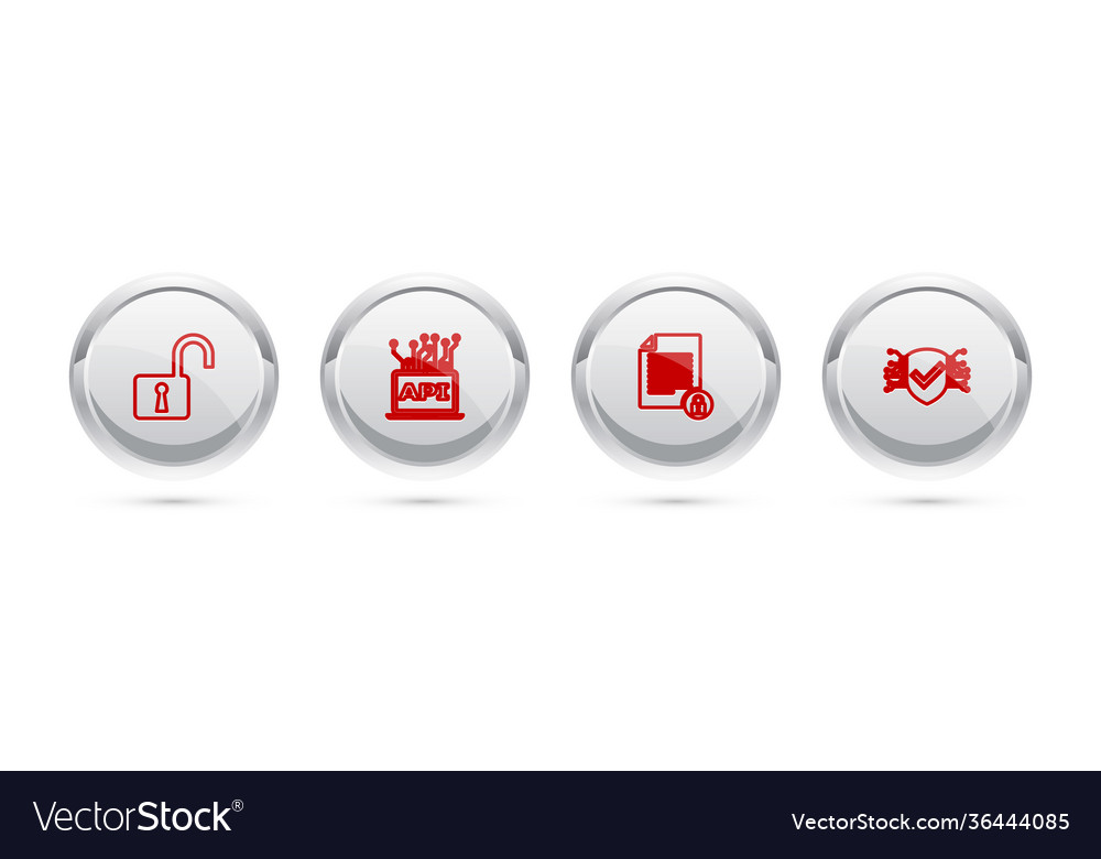 Set Line Open Padlock Computer Api Interface Vector Image 1011