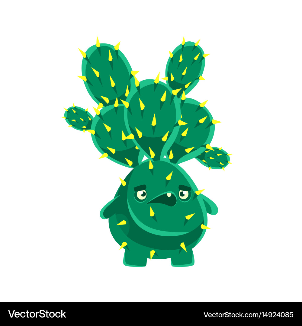 Spiny cactus speaking cartoon emotions character Vector Image