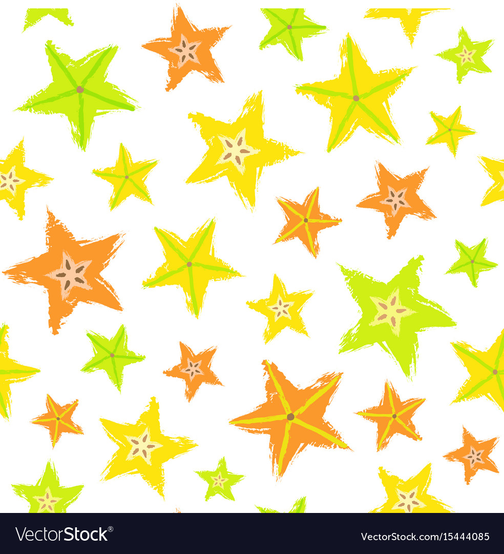 Starfruit background painted pattern Royalty Free Vector