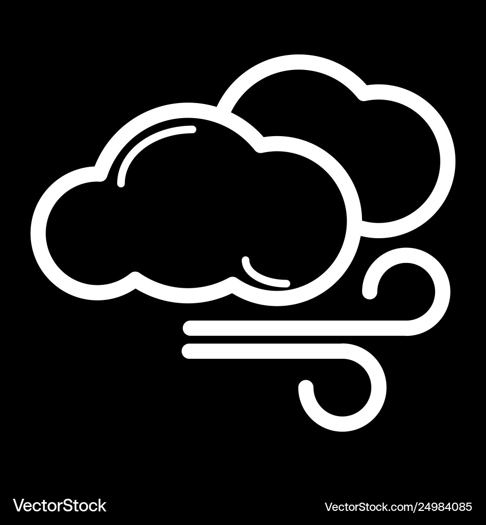 Weather icon wind white icon on black Royalty Free Vector