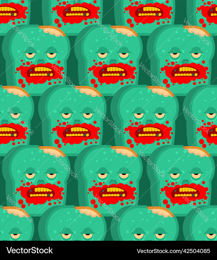 Zombie bread pattern seamless piece of green dead Vector Image