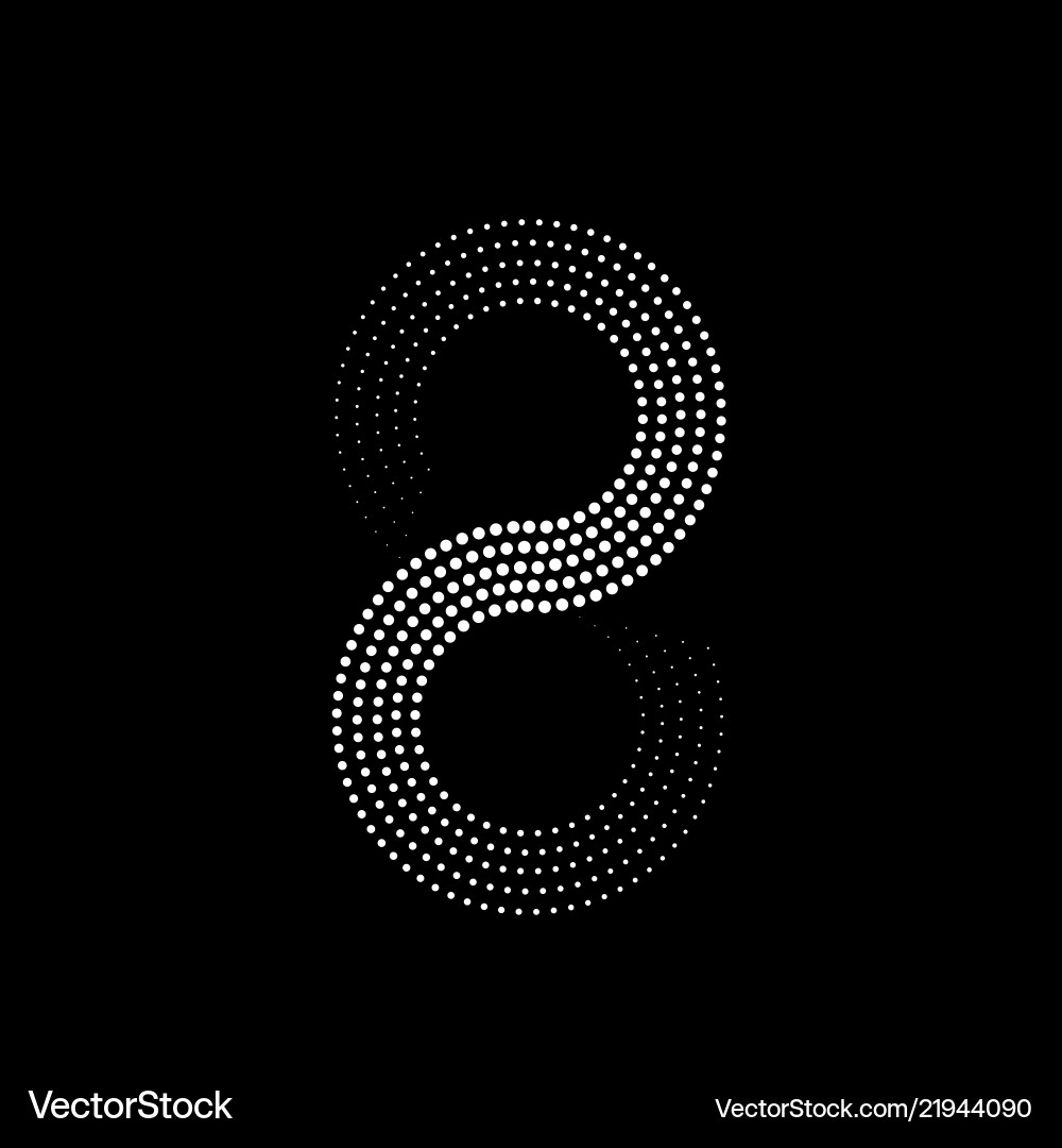 Abstract halftone glowing sign of infinity Vector Image