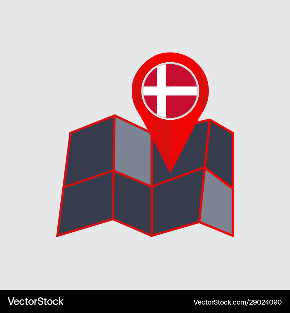 Abstract icon map denmark with a country flag Vector Image