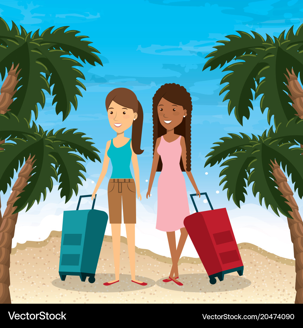 Couple in the beach summer vacations Royalty Free Vector