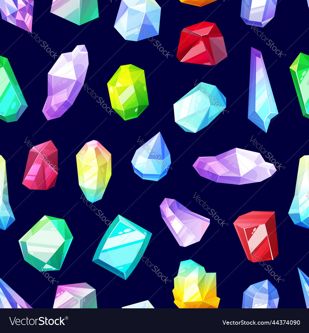 Crystals and gems seamless pattern background Vector Image