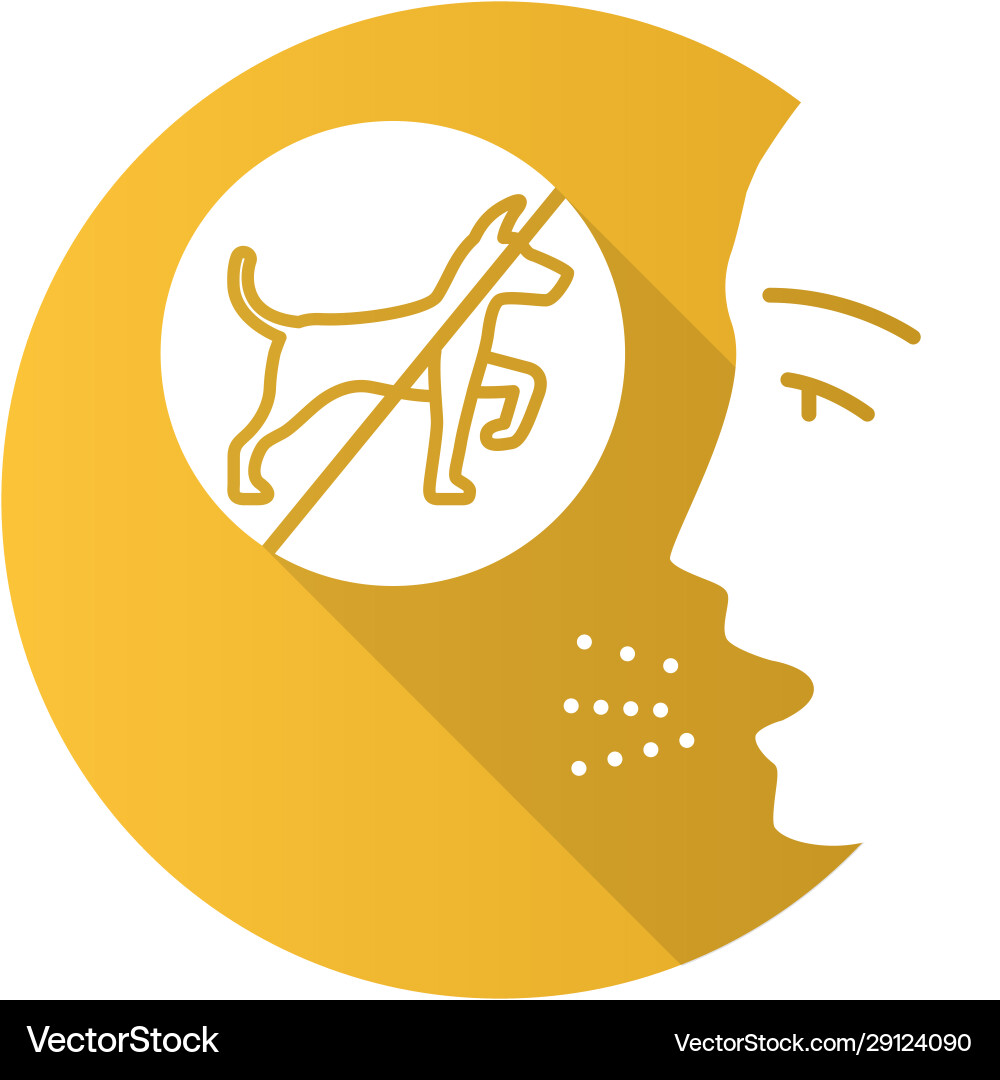 Dog allergy flat design long shadow glyph icon Vector Image