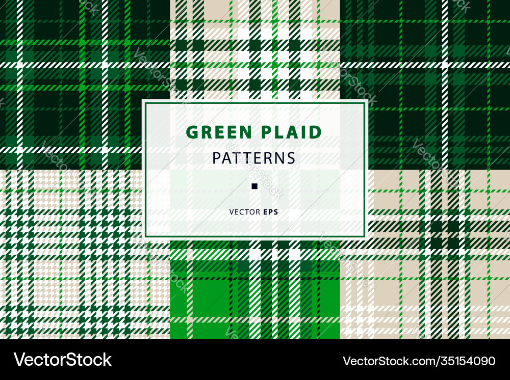 Emerald green plaid set Royalty Free Vector Image