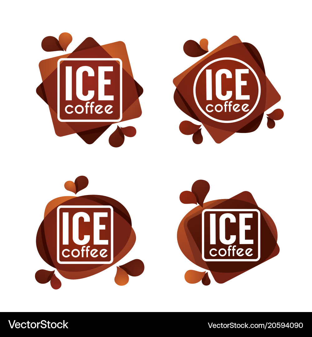 Ice coffee collection of summer drinks labels Vector Image