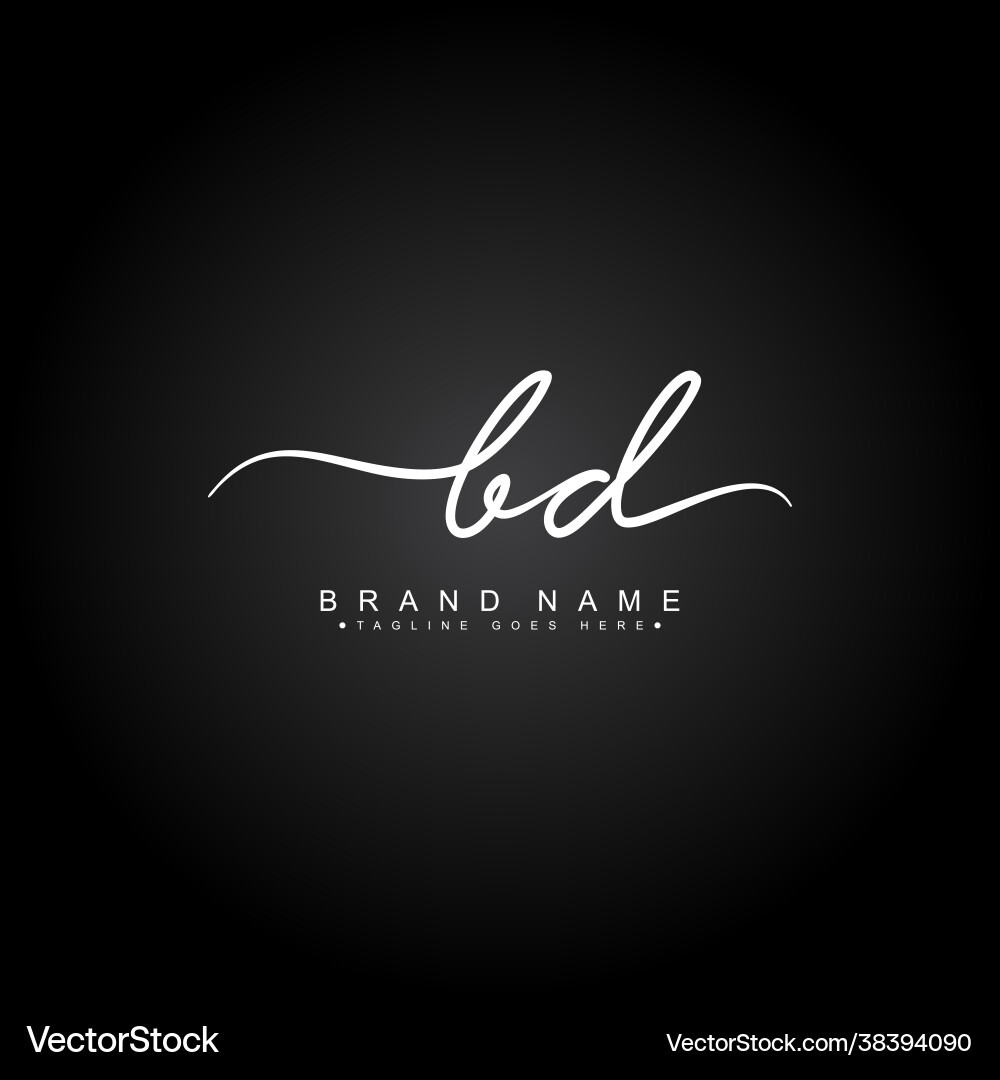 Initial letter bd logo - hand drawn signature Vector Image