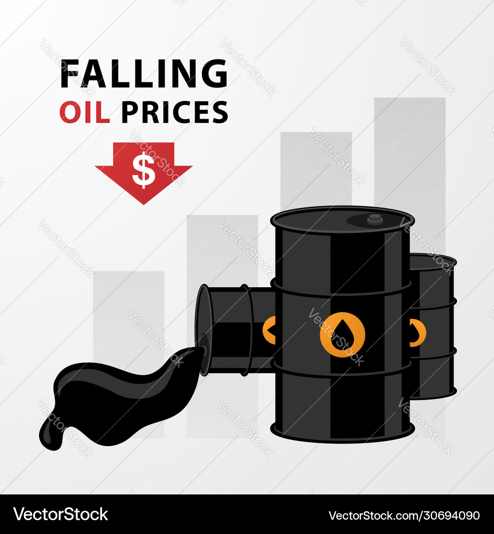 Oil price trend flat design chart with down red Vector Image