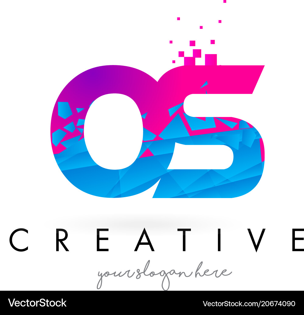 Os o s letter logo with shattered broken blue Vector Image