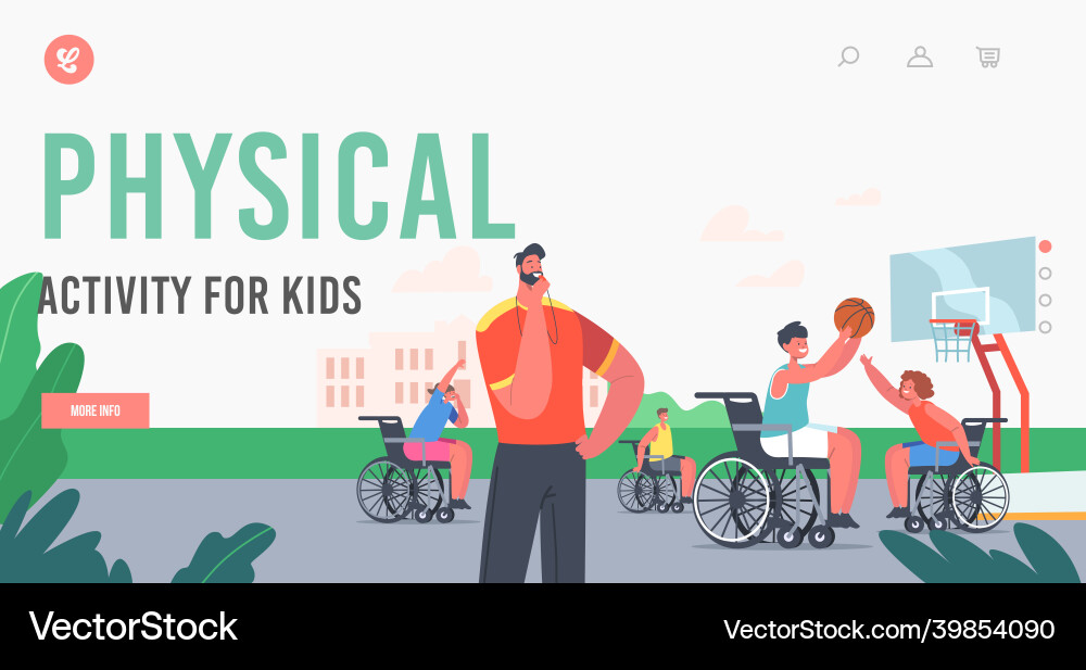 Physical activity for kids landing page template Vector Image