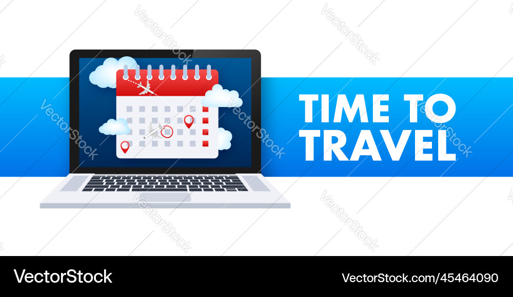 Reminder in calendar on laptop screen plane Vector Image