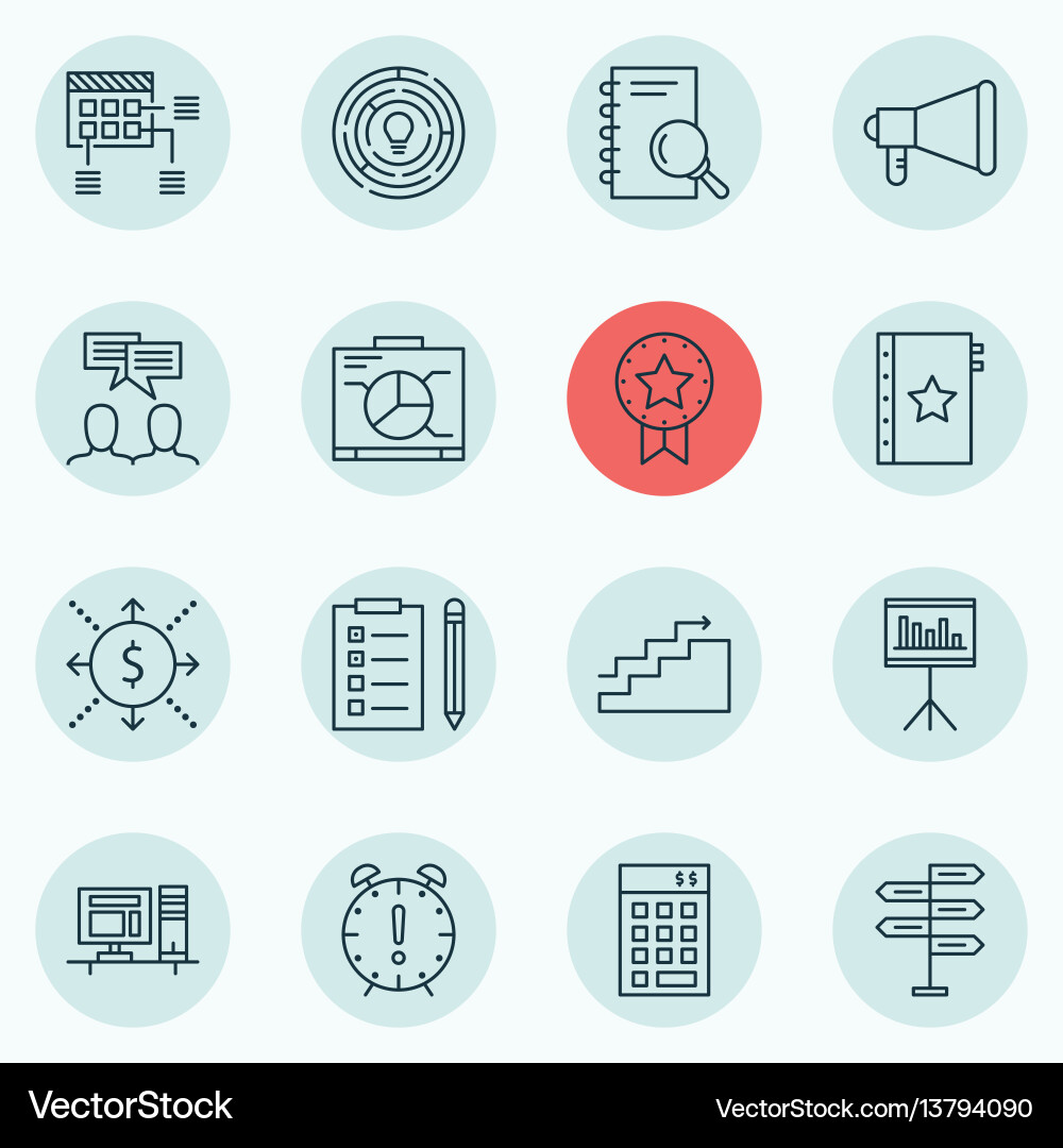 Set of 16 project management icons includes Vector Image