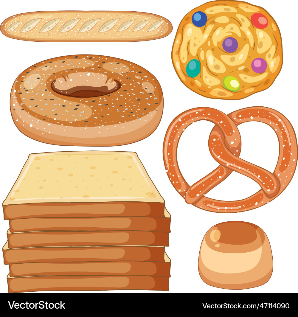 Set of bakery cartoon Royalty Free Vector Image