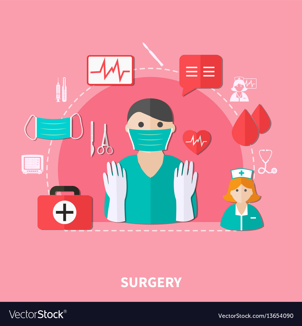 Surgery flat composition Royalty Free Vector Image