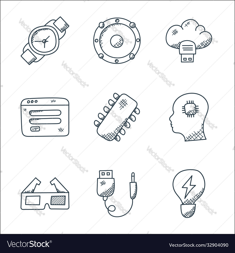 Technology line icons linear set quality line set Vector Image