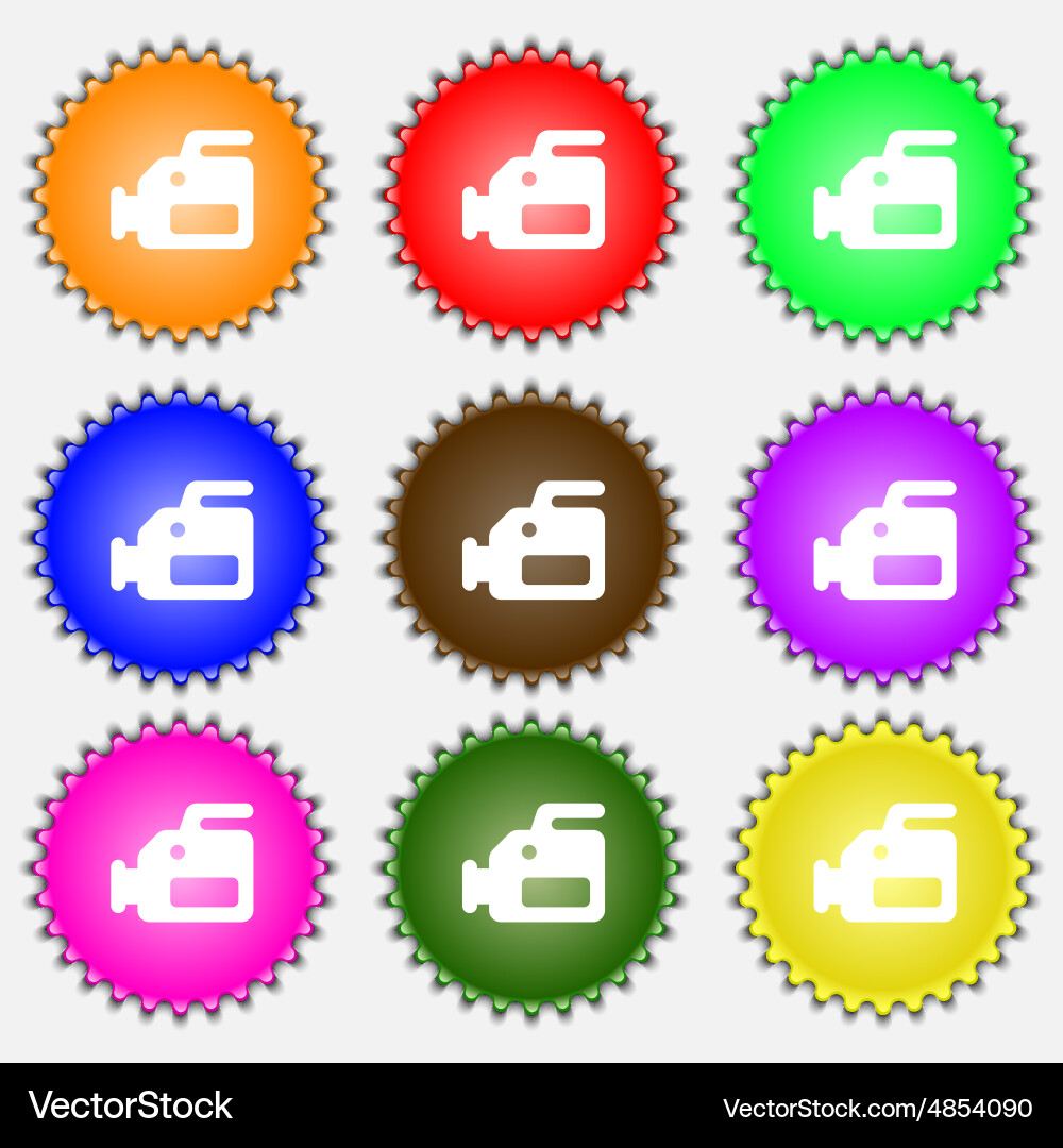 Video camera icon sign a set of nine different Vector Image