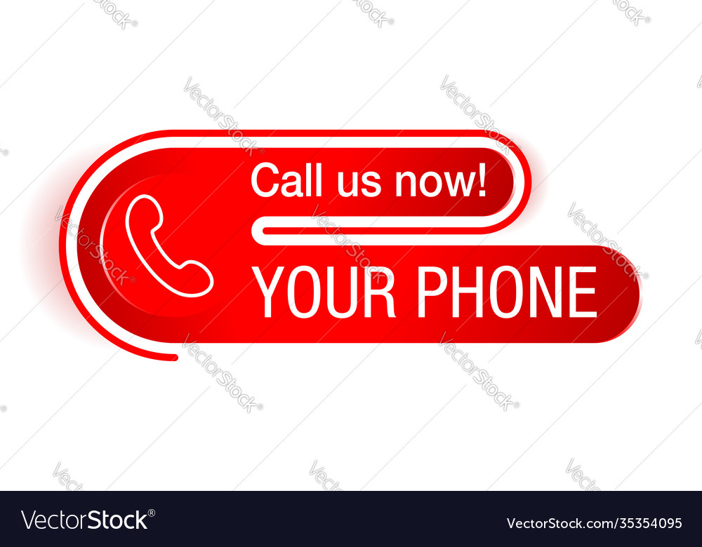 Call us red rounded button for phone number Vector Image