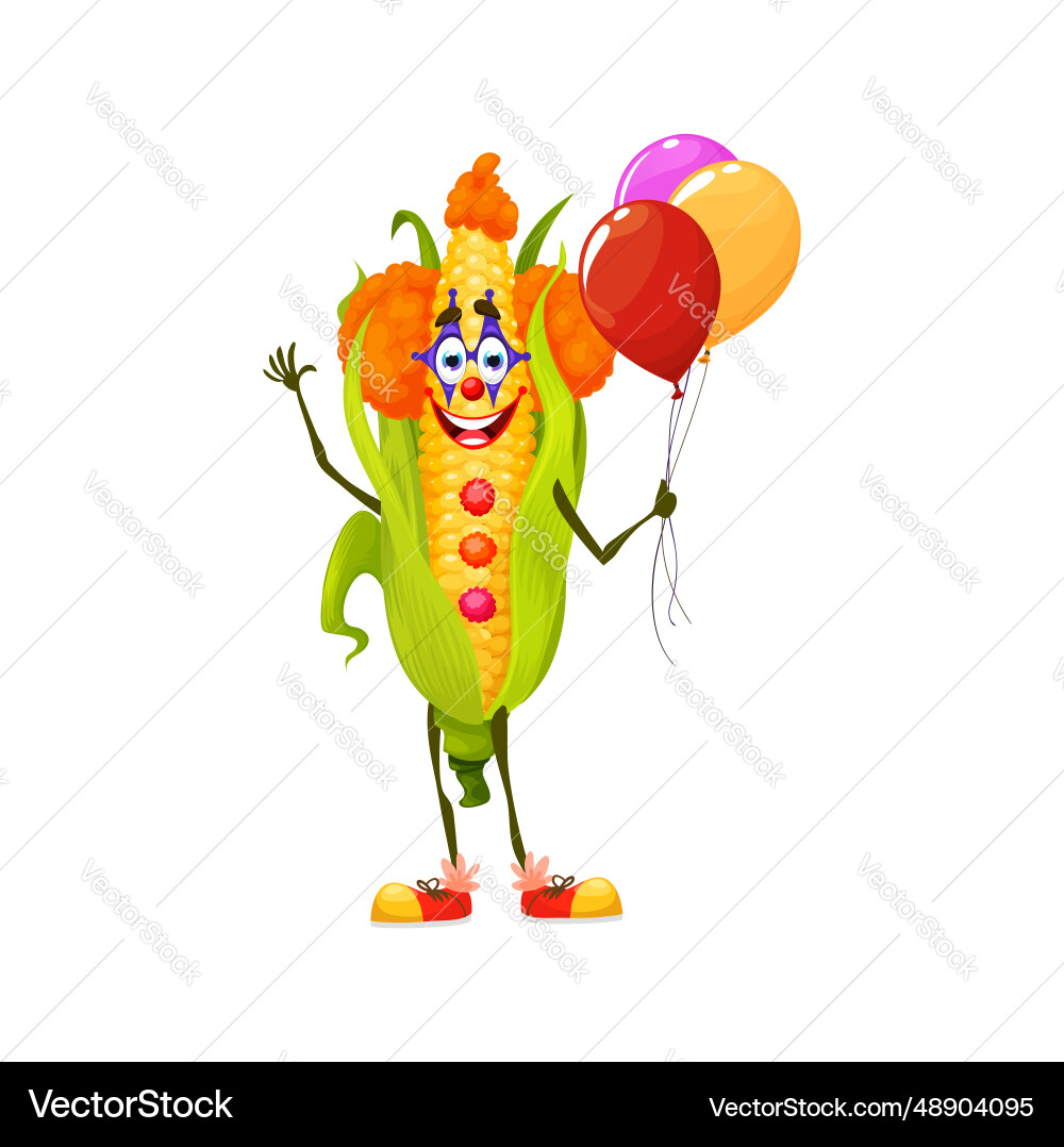 Cartoon halloween corn clown vegetable character Vector Image