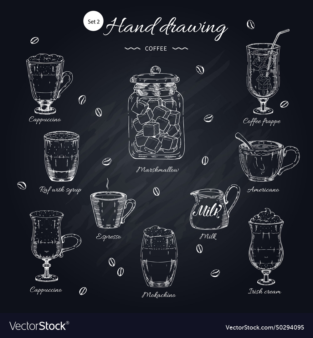 Coffee hand drawn elements set Royalty Free Vector Image