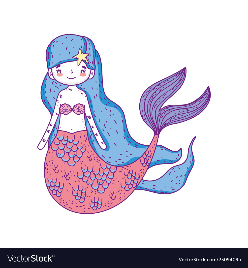 Cute mermaid fairy tales Royalty Free Vector Image