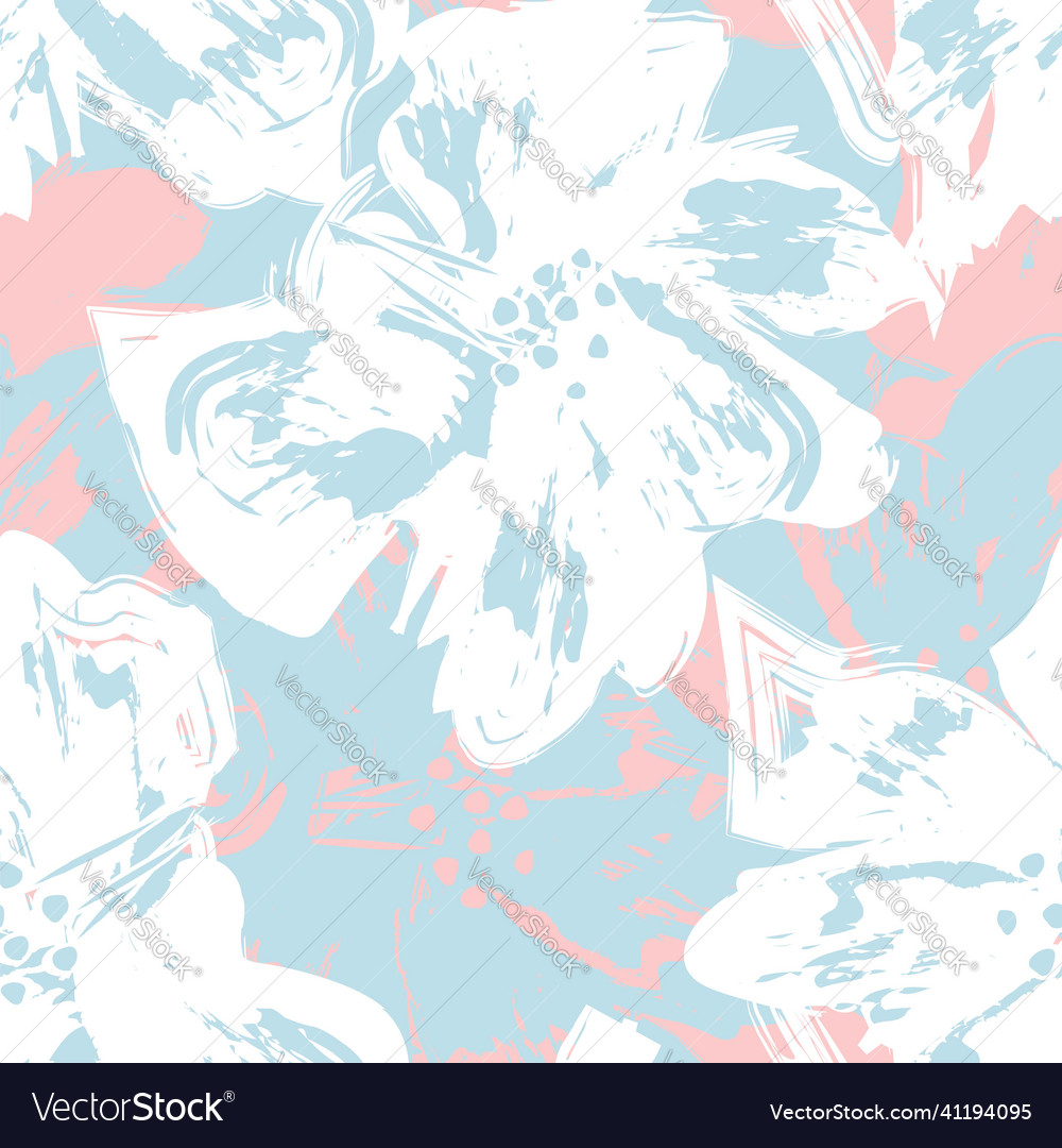 Floral brush strokes seamless pattern design Vector Image
