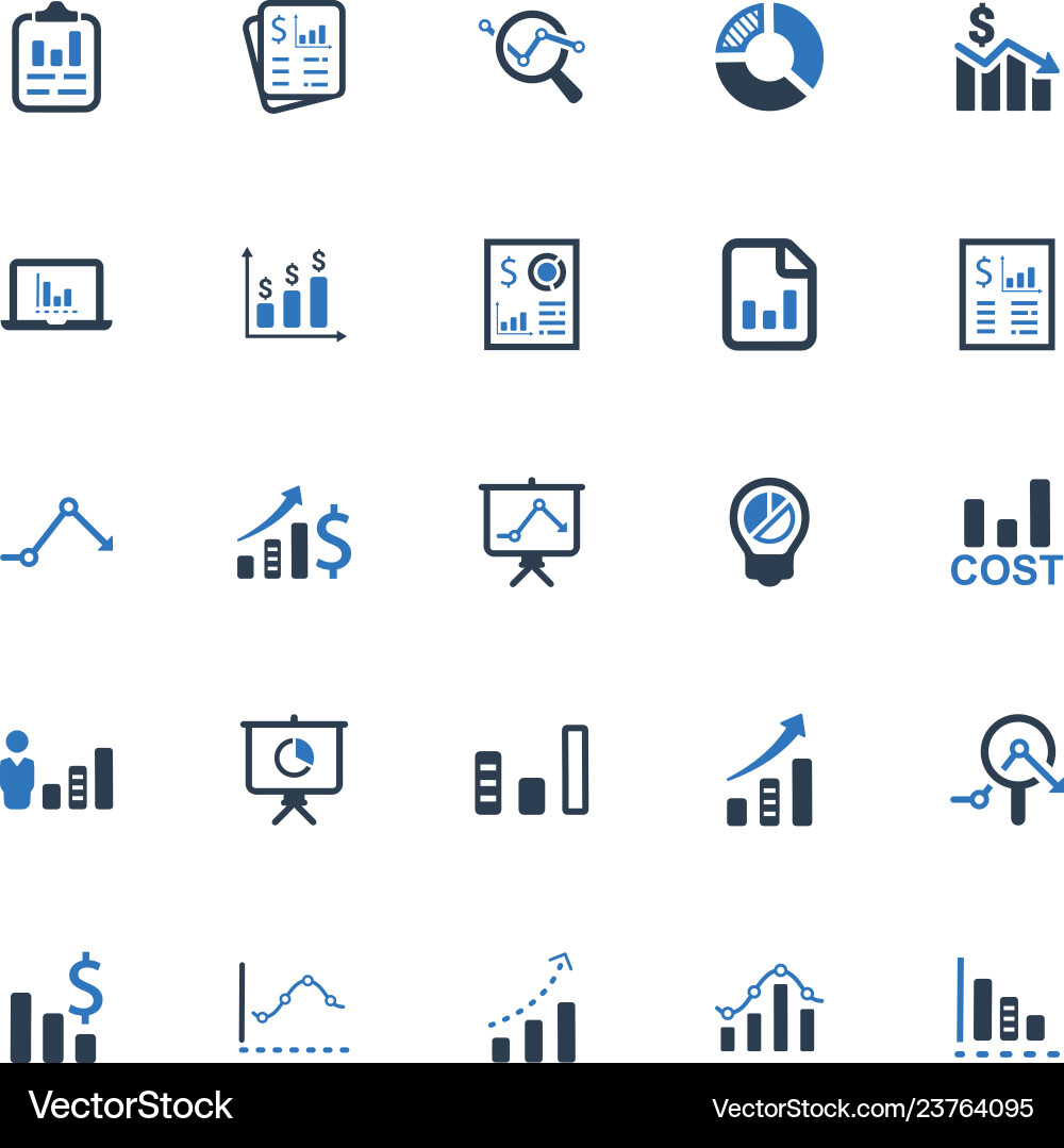 Graph and diagram icons Royalty Free Vector Image