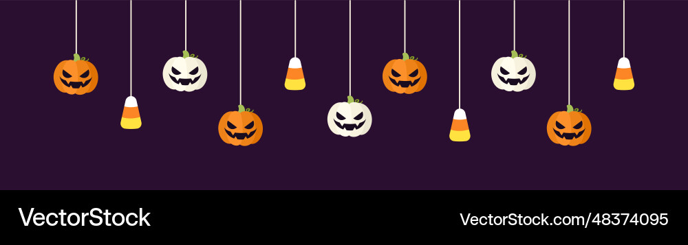 Happy halloween border banner with candy corn Vector Image