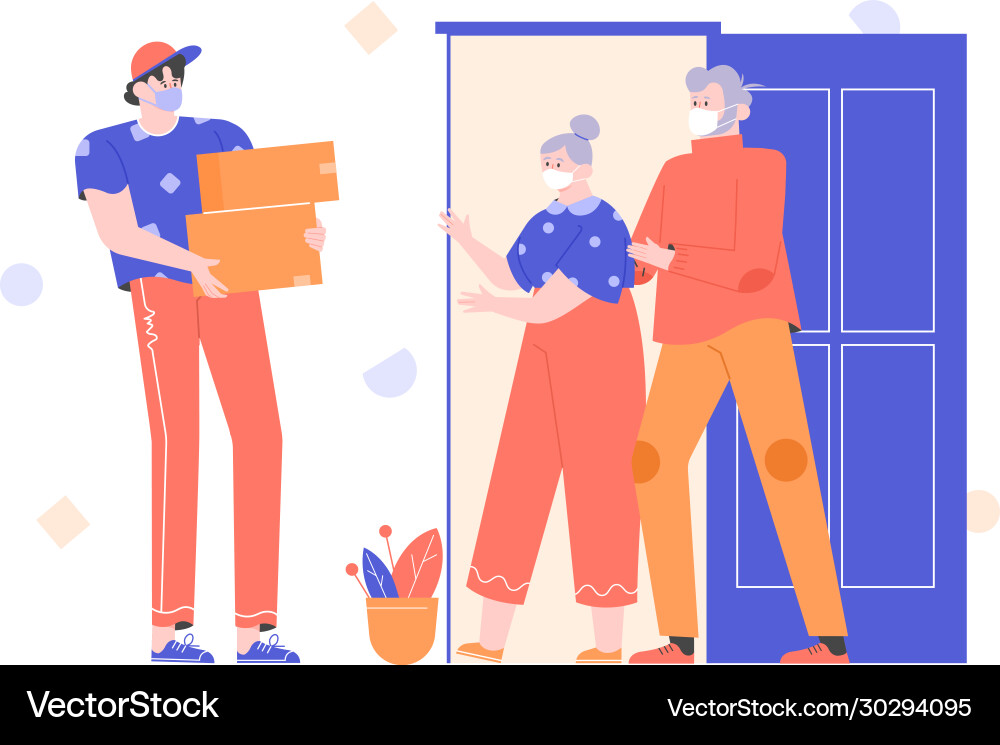 Helping older during a pandemic and quarantine Vector Image