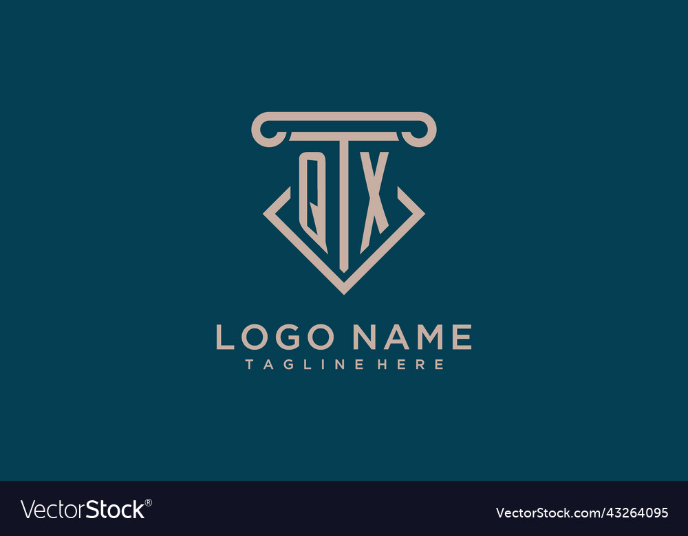 Qx initial with pillar icon design clean Vector Image