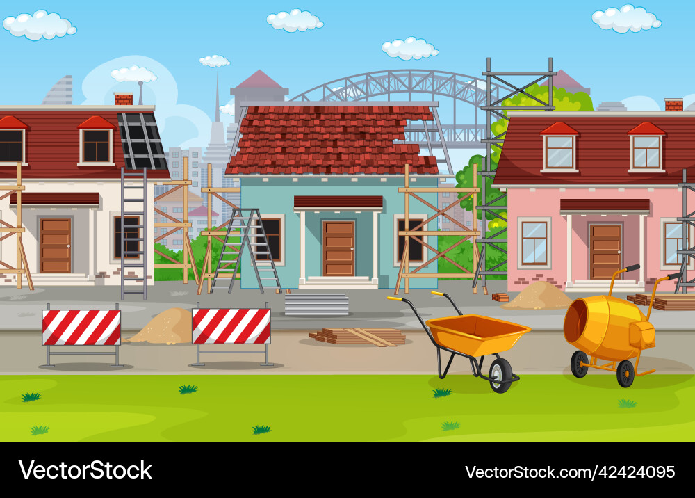 Scene of building construction site Royalty Free Vector